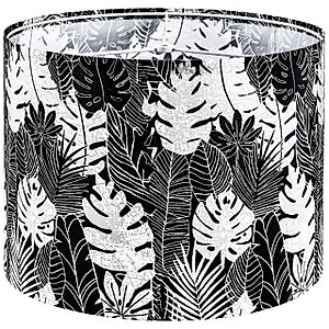 GO&SO Floral Area Medium Drum Lamp Shades 13" Top x 13" Bottom x 10" High (Spider) Transitional Black & White Lampshade Table Lamp & Bedside Lamp - Handcrafted - Perfect for Art Decor