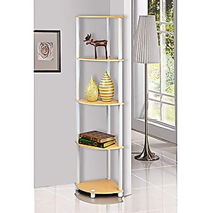 Furinno Turn-N-Tube 5 Tier Corner Shelf, Black/Grey & (99557BK/GY) Turn-N-Tube 4-Tier Multipurpose Shelf Display Rack - Black/Grey