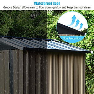 Catrimown 8' x 6' Storage Shed, Utility Storage Shed for Garden Backyard Lawn, Patio House Building with Double Doors and Lock