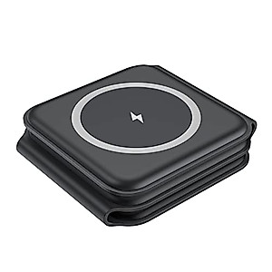 SAJILO 3 in 1 Wireless Charger, Foldable Charging Station, 15W Portable Magnetic Fast Charging Pad Compatible with iPhone 14/13/12/SE/11, Samsung Galaxy, iWatch, AirPods Pro & Qi Devices (Black)