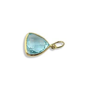 Blue Topaz Checkerboard Charm 8mm Trillion Cut Handmade In 14k Yellow Gold