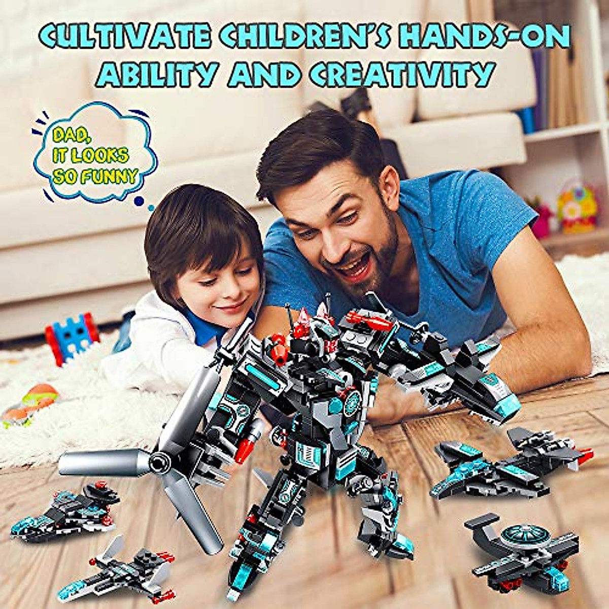 VATOS STEM Robot Building Toys, 577 PCS Construction Toys 25-in-1 STEM Toys for 6 Year Old Boys Creative Building Bricks Engineering Vehicles Blocks Kit for Kids Age 6 7 8 9 10 11 Year Old