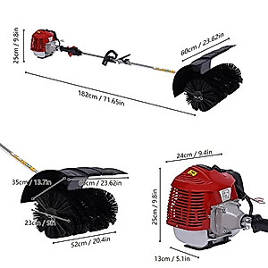 VPABES Handheld Power Sweeper, 2.3HP 52cc Motor Nylon Brush Broom Cleaning Machine for Driveway Lawn Garden