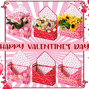Noveread 18 Pcs Valentine's Day Flower Boxes for Arrangements Floral Envelope Boxes Bouquet Box 9 x 13 x 3 Inch 3 Styles Flower Arrangement Paper Box Valentine's Day for Wedding Party Valentine's Day