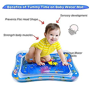 TAOYIJOY Tummy Time Baby Water Mat, Soft Infant Baby Toys Mat, Indoor Floor Inflatable Sensory Development Baby Water Mat for 3 6 9 12Months Newborn Toddlers Boy Girl