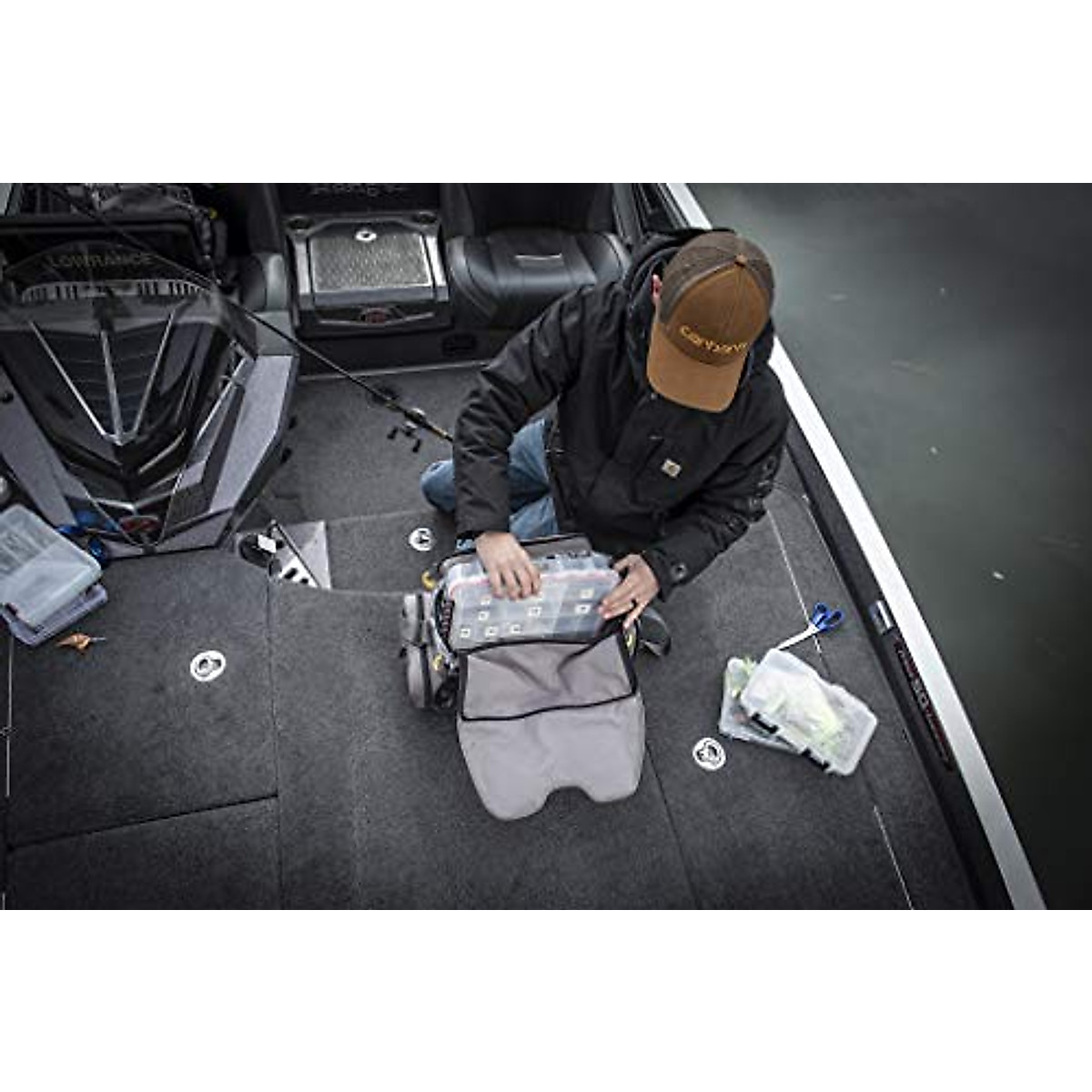 Plano B-Series 3600 Mossy Oak Manta Tackle Bag, Manta Camo with Yellow Accents, Includes 4 StowAway Utility Boxes, Soft Fishing Tackle Storage for Offshore & Onshore