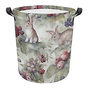 Laundry Hamper Hand Drawn Rabbit Freestanding Laundry Basket Thickened Waterproof Collapsible Clothes Hamper Storage for Clothes Toys Dorm And Family