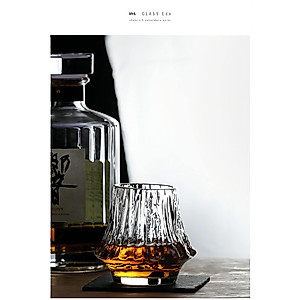 QING LONG Mt. Fuji Rock Glasses (Plain) Mt. Fuji Tumbler Glass Pair Set of 2 Fuji Whiskey Glass Beer Glass Paulownia Box