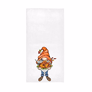 Thanksgiving Turkey Gnome Hand Towels Fall Harvest Festival Decor Kitchen Dish Towel Quality Premium Bathroom Washcloth 30 x 15 Inches for Beach Guest Hotel Spa Gym Sport Yoga Home