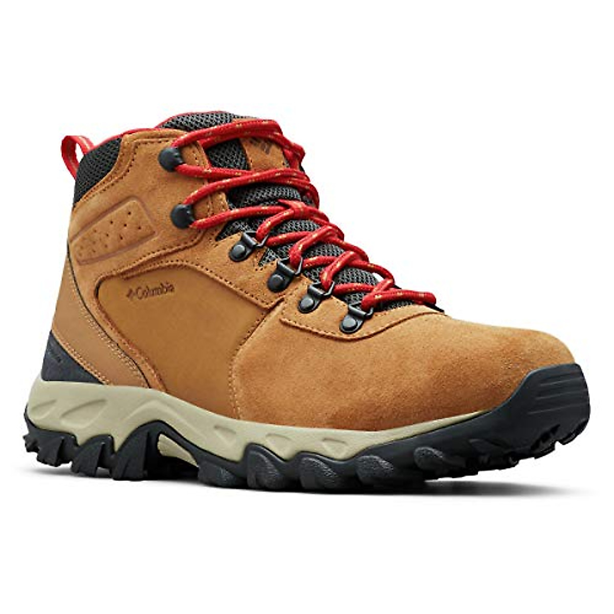 Columbia Men's Newton Ridge Plus II Suede Waterproof Hiking Boot, elk/Mountain red, 12