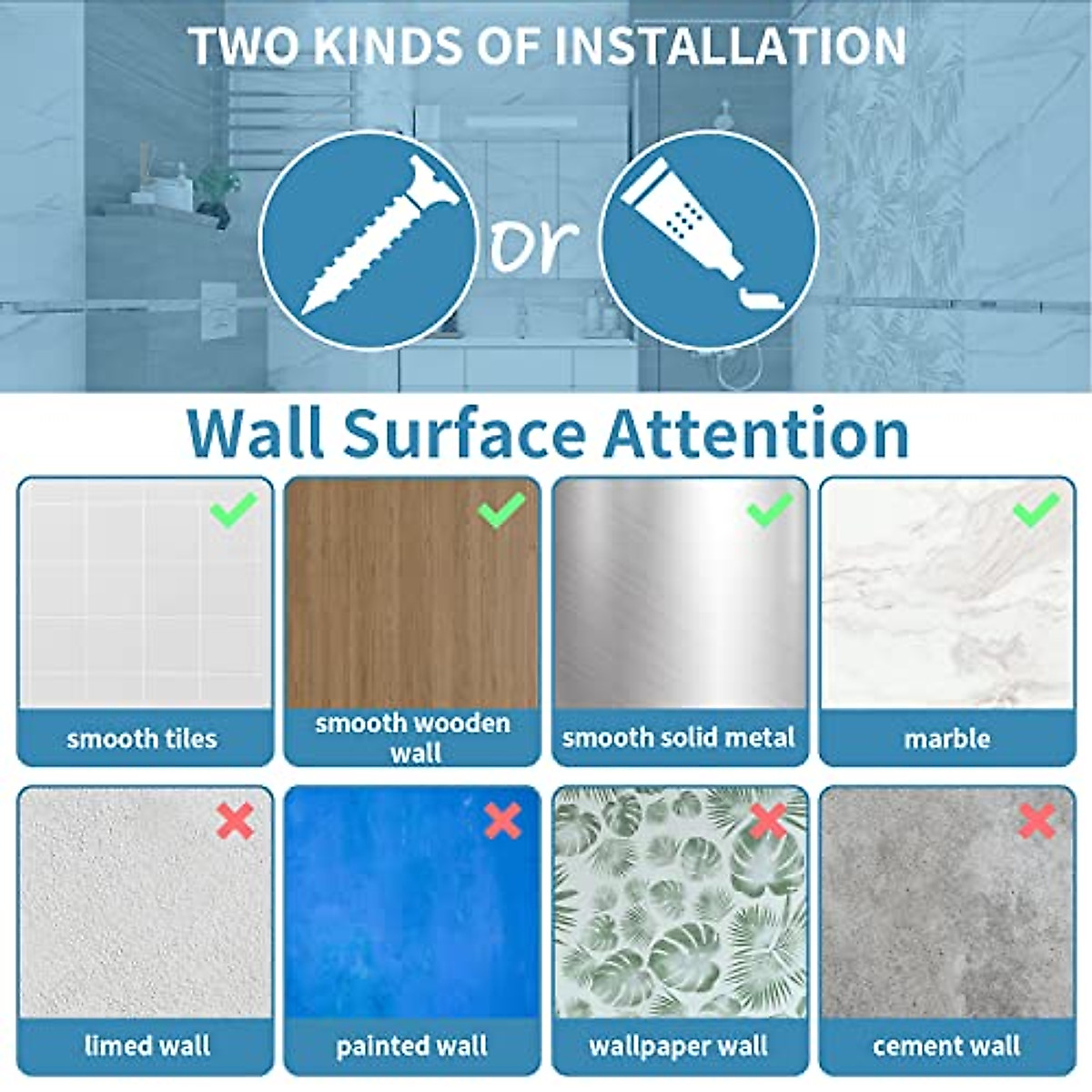 Caddy Shower Set of 2 Adhesive No Drilling Shower Shelves , Rustproof Titanium Alloy Shower Racks, Bathroom Shower Storage Shelves Organizer for Inside Shower & Kitchen with 4 Hooks(Black)