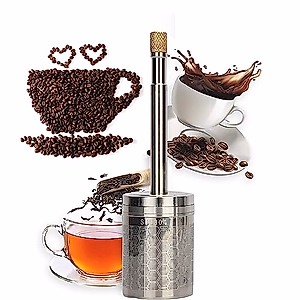 HOVTOIL Portable French Coffee and Tea Press Maker, Coffee Filter Reusable Wear-resistant Lightweight Stainless Steel Full Bodied Coffee Press Maker for Trips, Camping, Work & School Stainless Steel