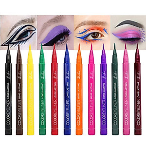 Rechoo 12 Colors Eyeliner Matte Liquid Eye liner Set for Eye Makeup, Colorful Waterproof Superstay Long Lasting Quick Dry Eye Liners Pencil (12 Rainbow Colors)