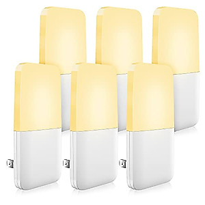 MAZ-TEK Plug in Night Light, Warm White LED Nightlights with Smart Dusk to Dawn Sensor for Kids, Nursery, Ideal for Bedroom, Bathroom,Hallway, Stairs, Kitchen, 6 Pack