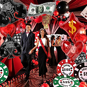 Casino theme party decoration balloons, dollar bill balloon for Las Vegas party/Poker night party supplies,poker/Dice Shaped Balloons for casino night theme birthday decoration