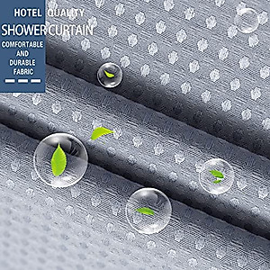 KONZENT Waffle Shower Curtain No Hook Needed Hook Free Shower Curtain Hotel Fabric Shower Curtain Machine Washable with Snap in Removable Liner for Bathroom Bathtubs Spa(Grey,71" (W) X 74" (H))