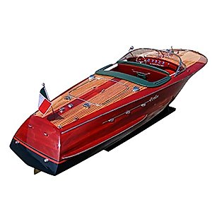 Wooden Model Boats Handicraft Riva ARISTON Painted, Assembled Wooden Boat Decoration, Model Boat Display, Riva Model Boat, RED, 50X14X14 CM