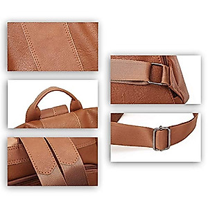 Women Backpack Purse Waterproof Nylon Anti-theft Rucksack Lightweight Shoulder Bag (Brown)