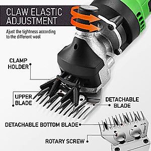 Sheep Shears, 550W Professional Electric Sheep Shears for Dog with Thick Hair, Sheep Clippers Equine Goat Pony Cattle and Large Thick Coat Animals, 6 Speeds Heavy-Duty Farm Livestock Haircut Trimmer