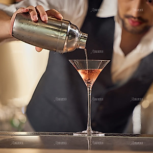 AUEAR, 12 oz/350ml Stainless Steel Cocktail Shaker Bottle Martini Shaker Drink Shaker with Built-in Strainer for Home Bar