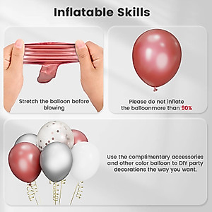 110 Pack Maroon Balloons Garland Arch Kit,GAGAKU 12/10/5 Inches Burgundy Red White Sliver Latex Confetti Balloons for Women Kids Birthday Wedding Bride Bachelorette Retirement Party Decorations