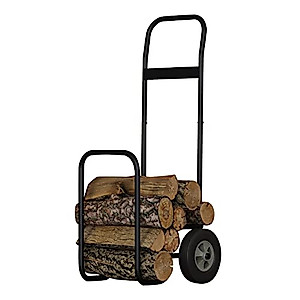 Fire Beauty Firewood Log Cart Carrier, Outdoor and Indoor Wood Rack Storage Mover, Rolling Dolly Hauler