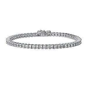BERRICLE Sterling Silver Princess Cut Cubic Zirconia CZ Fashion Tennis Bracelet for Women, Rhodium Plated 6.5"