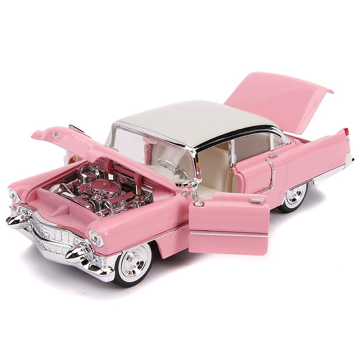Jada Toys 1955 Cadillac Fleetwood W/ Elvis Figure Pink