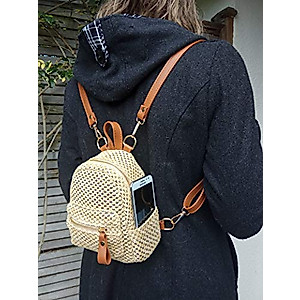 Yulia Basanti Mini Straw Purse Tiny Backpack For Women and Girls Lightweight and Fashionable