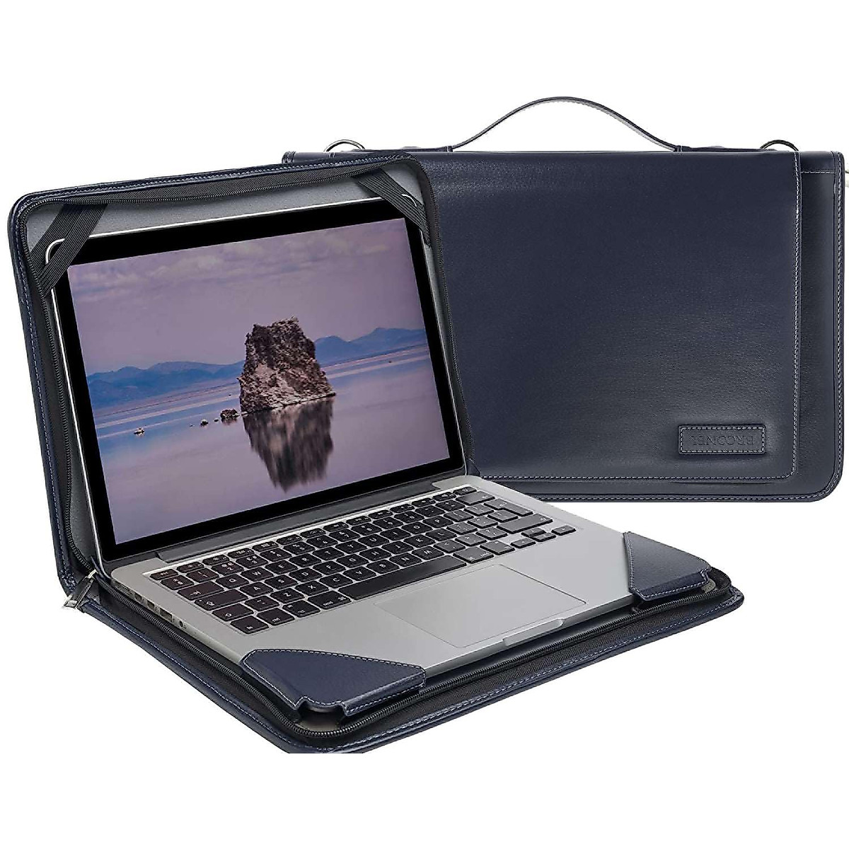 Broonel Blue Leather Laptop Messenger Case - Compatible with ASUS Vivobook 16 M1603QA 16.0 WUXGA Laptop