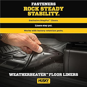 Husky Liners Weatherbeater Floor Mats | Fits 2002 - 2008 Ram 1500 Crew Cab; 2003 - 2009 Ram 2500/3500 Crew Cab | Front & 2nd Row, 3-pc Black - 98031