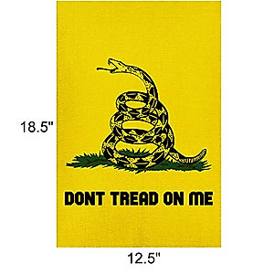 Shmbada Gadsden Don't Tread on Me Burlap Garden Flag, Double Sided Premium Material, Seasonal Outdoor Banner Decorative Small Flags for Home House Yard Lawn Patio, 12.5 x 18.5 Inch