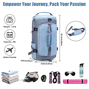 ACESAK Gym Bag for Women - Small Sports Duffle Bag with Shoes Compartment & Wet Pocket - 28L Gym Accessories Backpack Workout Bag Waterproof Carry On Rucksack Daypack