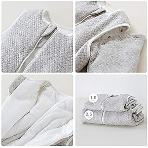 Chuchu Puff Baby Sleeping Bag, Autumn and Winter, Detachable Long Sleeves 2.5 Tog Inverted Zipper Warm Wearable Blanket Super Soft Breathable Cotton Baby Sleep Bag fit Infants and Toddler, 6-18 Months