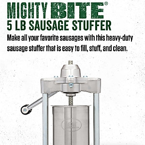 LEM Products Mighty Bite Vertical Stainless Steel 5 Pound Capacity Sausage Stuffer with Plastic Stuffing Tubes,Silver