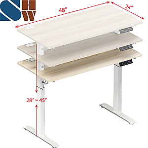 SHW Memory Preset Electric Height Adjustable Standing Desk, 48 x 24 Inches, Maple