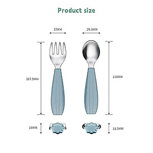 Hippywell Toddler Utensils, Toddler Forks and Spoons Set, Kids Silverware Set with Silicone Anti-Choke Handle, Self-Feeding Toddler Utensils, Children Safe Flatware, Natural/Green/Blue