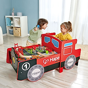 Hape Busy City Rail Set, Ride-On & Foldable Engine Table