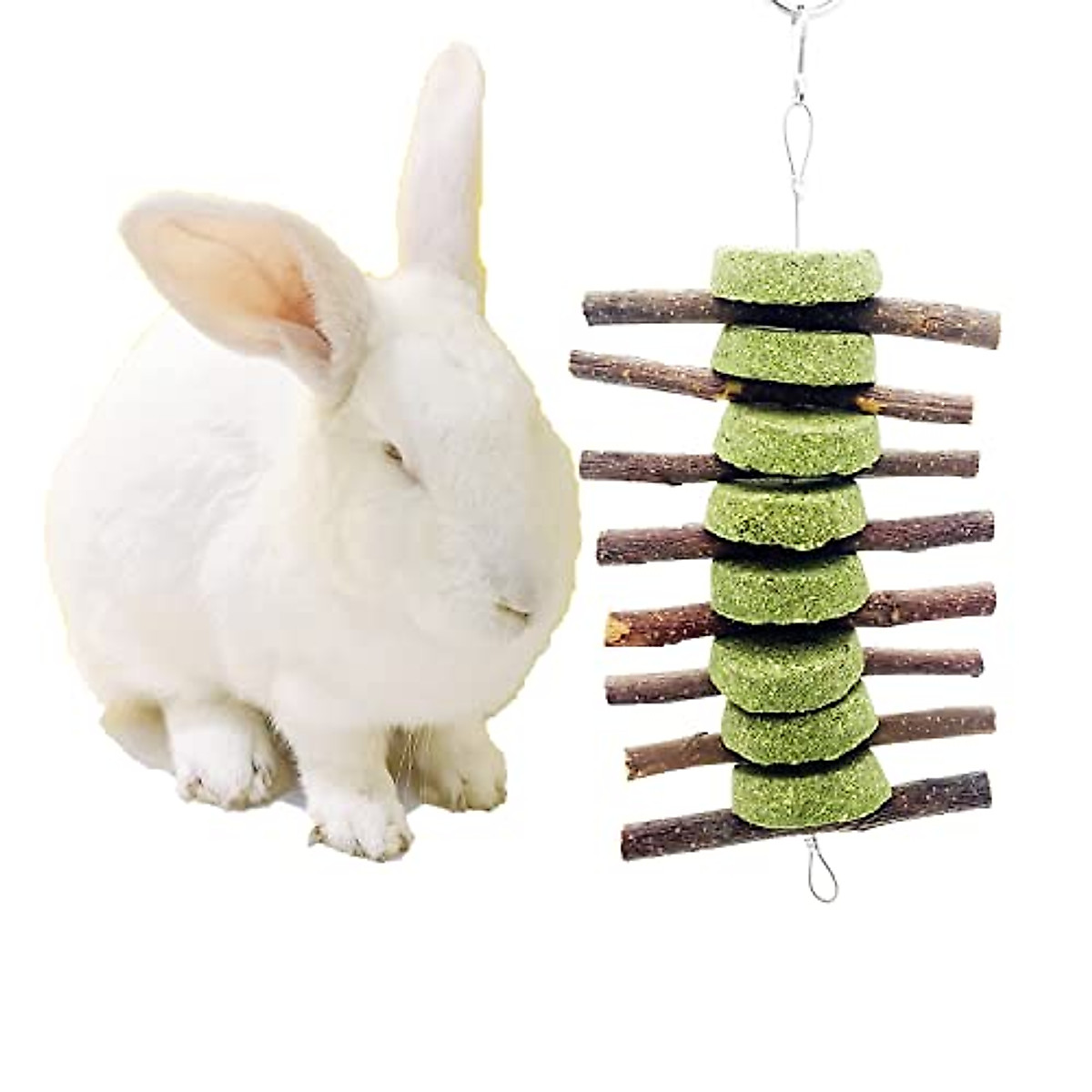 MYYZMY 3 Pcs Bunny Chew Toys, Rabbit Chew Toys for Teeth Grinding, Natural Organic Apple Wood Stick for Improve Rabbits Guinea Pigs Hamsters Dental Health