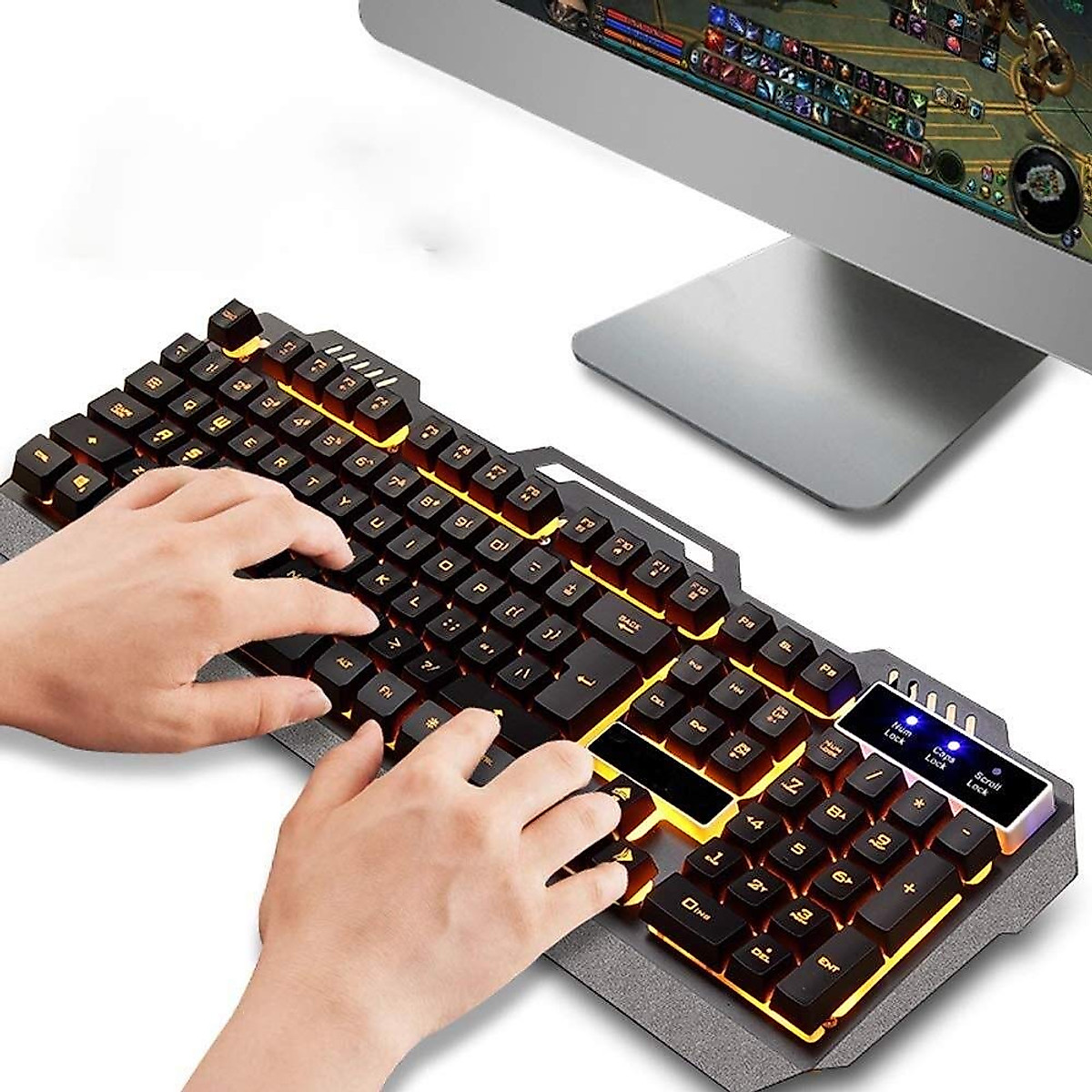 Wyyggnb Gaming Keyboard Computer USB Interface Wired Mechanical Feel Keyboard, Computer Esports Game Keyboard
