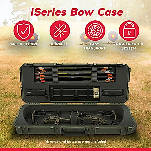 SKB iSeries Green Military Grade Designed Hard Case for Single Bow and Arrow with Grip Handles, Wheels, and Trigger Release Latches, Green