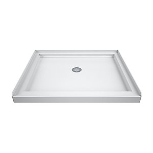 DreamLine SlimLine 36 in. D x 36 in. W x 2 3/4 in. H Center Drain Single Threshold Shower Base in White, DLT-1136360
