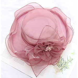 ORIDOOR Women’s Organza Church Tea Party Wedding Fascinator Hat UV-Anti Wide Brim Sun Hats (C Light Purple) …