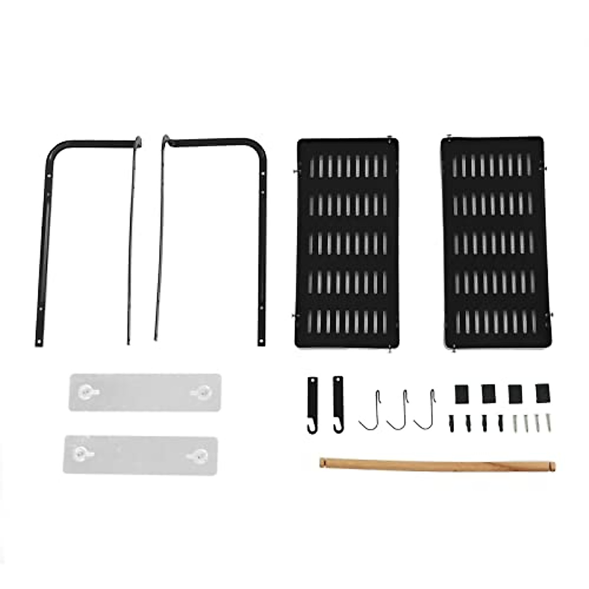 Kitchen Storage Rack, Space Saving Shower Rack Home Decoration Rustproof Carbon Steel Beech 2 Layer Sturdy Structure for Room