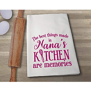 Honey Dew Gifts, The Best Things Made in Nana’s Kitchen are Memories, Flour Sack Towels, Kitchen Dish Towels, Grandma Towel, Granny Gifts, Nana Gifts for Christmas, 27 x 27 Inch, Made in USA