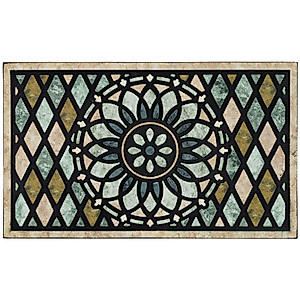 CHICHIC Door Mat Welcome Mat 17x 30 Inch Front Door Mat Outdoors for Home Entrance Outdoors Mat for Outside Entry Way Doormat Entry Rugs, Heavy Duty Non Slip Rubber Back Low Profile, Flower