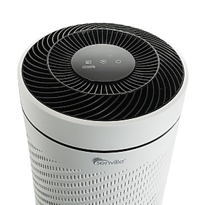 Senville Air Purifier for Home Allergies, Pet Hair in Bedroom, 3-in-1 HEPA Filter, Dust, Smoke, Pollutants, Odor, Flow 500, White