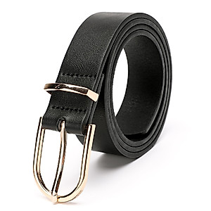 Earnda Women's Faux Leather Chic Belt for Ladies Jeans Black Medium