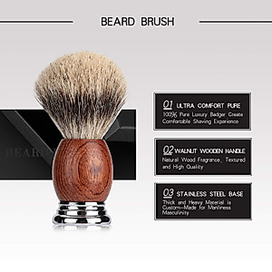 JOLI 100% Pure Badger Hair Shaving Brush Handmade With Walnut Wooden Handle and Stainless Steel Base Perfect for Wet Shaving