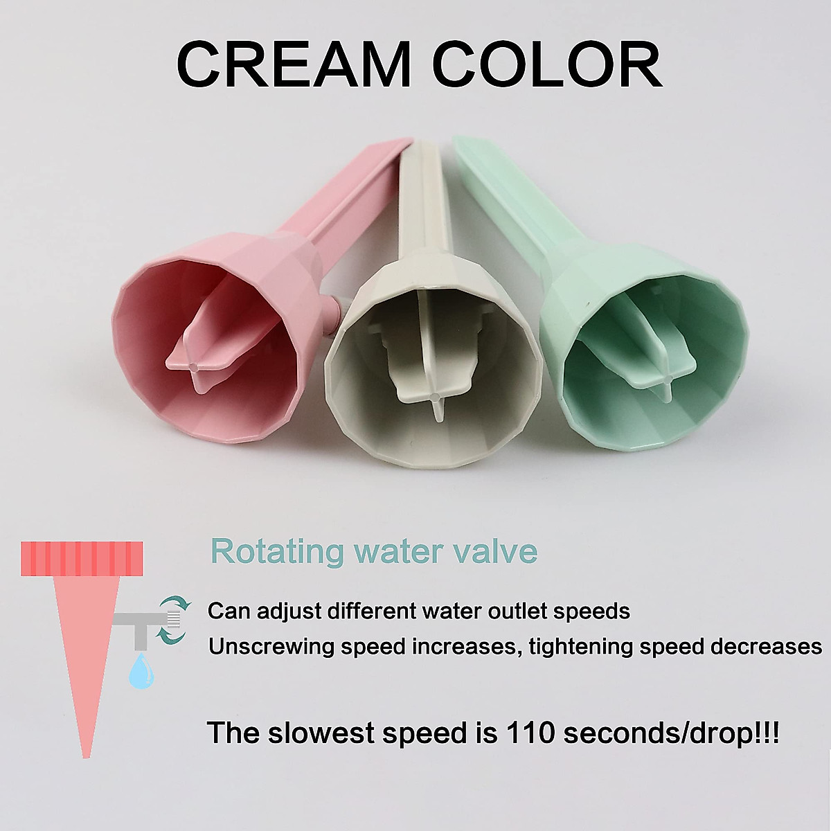 6 PCS Plant Self Watering Spikes Devices, Plant Watering Globes Adjustable Water Volume Drip System for Home and Vacation, Controllable from 1s/1 Drip to 90s/1Drip,for Indoor & Outdoor Plants